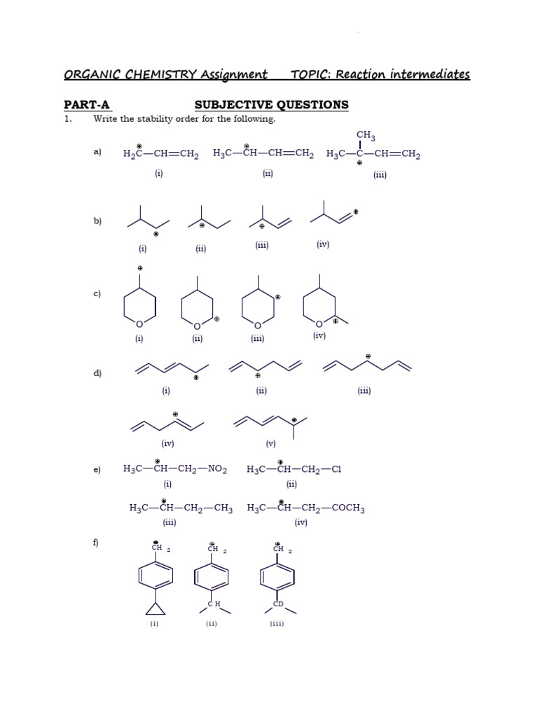 Reaction Intermediates Home Assignment | PDF | Organic Chemistry ...