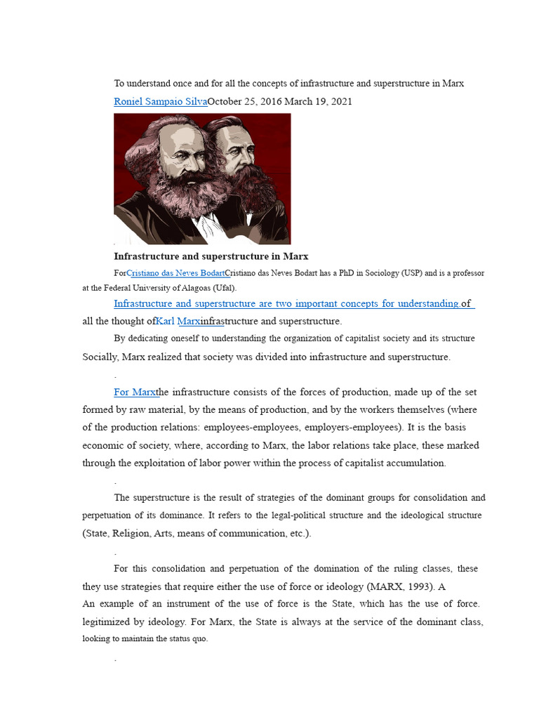 Marx's Infrastructure and Superstructure Explained | PDF | Ideologies ...