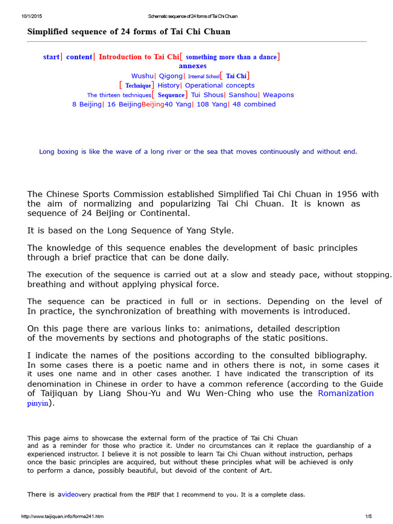 Simplified 24 Forms of Tai Chi Chuan | PDF | Tai Chi