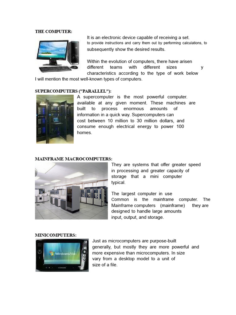 Types of Computers According to Their Size | PDF | Microcomputers | Personal Computers