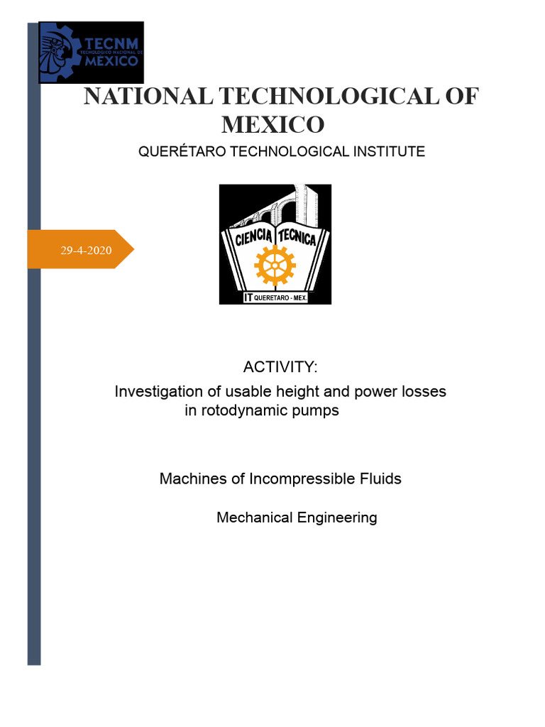 Useful Height and Power Losses in Rotodynamic Pumps | PDF | Turbine | Pump