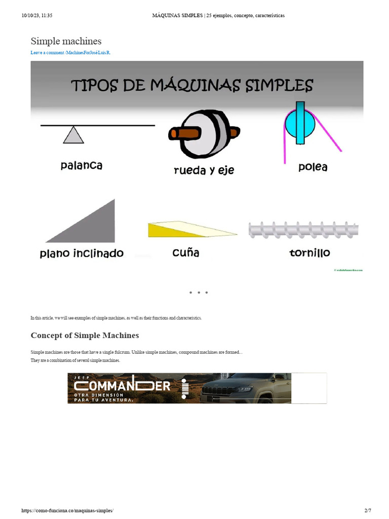 SIMPLE MACHINES _ 25 examples, concept, characteristics | PDF ...