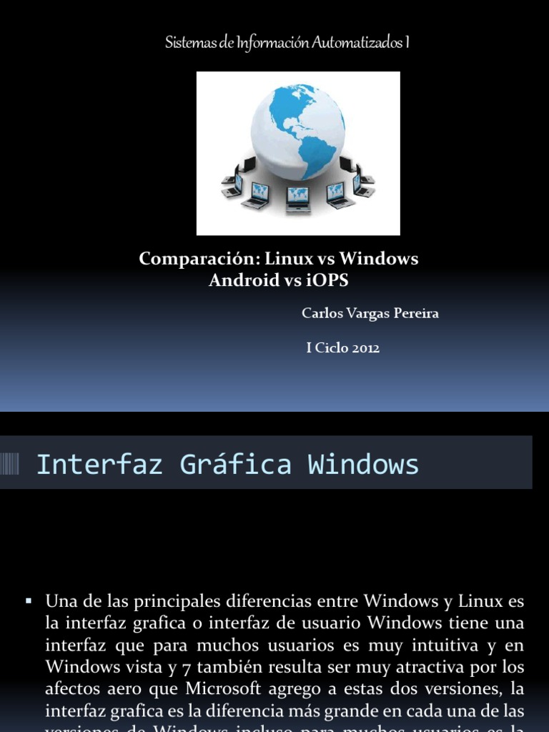 Comparación Linux Vs Windows y Android Vs iOS Carlos Vargas Pereira ...