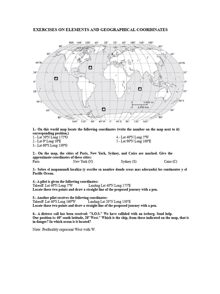 Exercises On Elements and Geographical Coordinates | PDF | Latitude ...