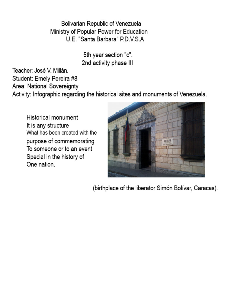 Infographic: Historical Monuments of Venezuela | PDF | Venezuela
