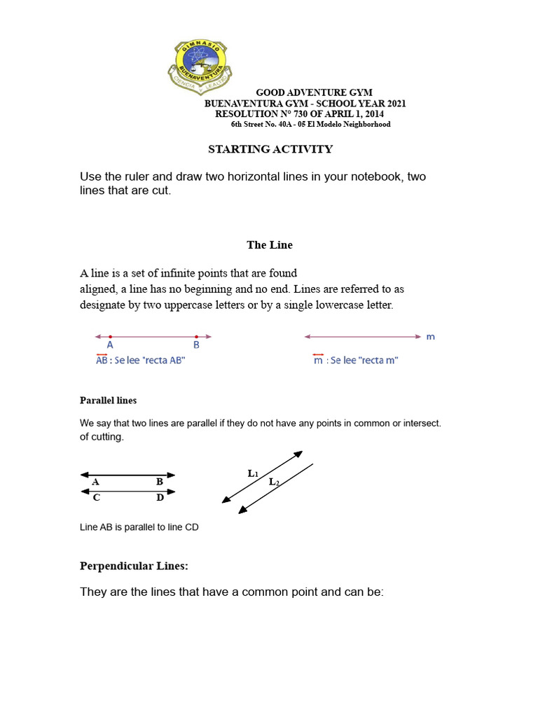 Lines and Their Classes (1) | PDF | Perpendicular | Angle