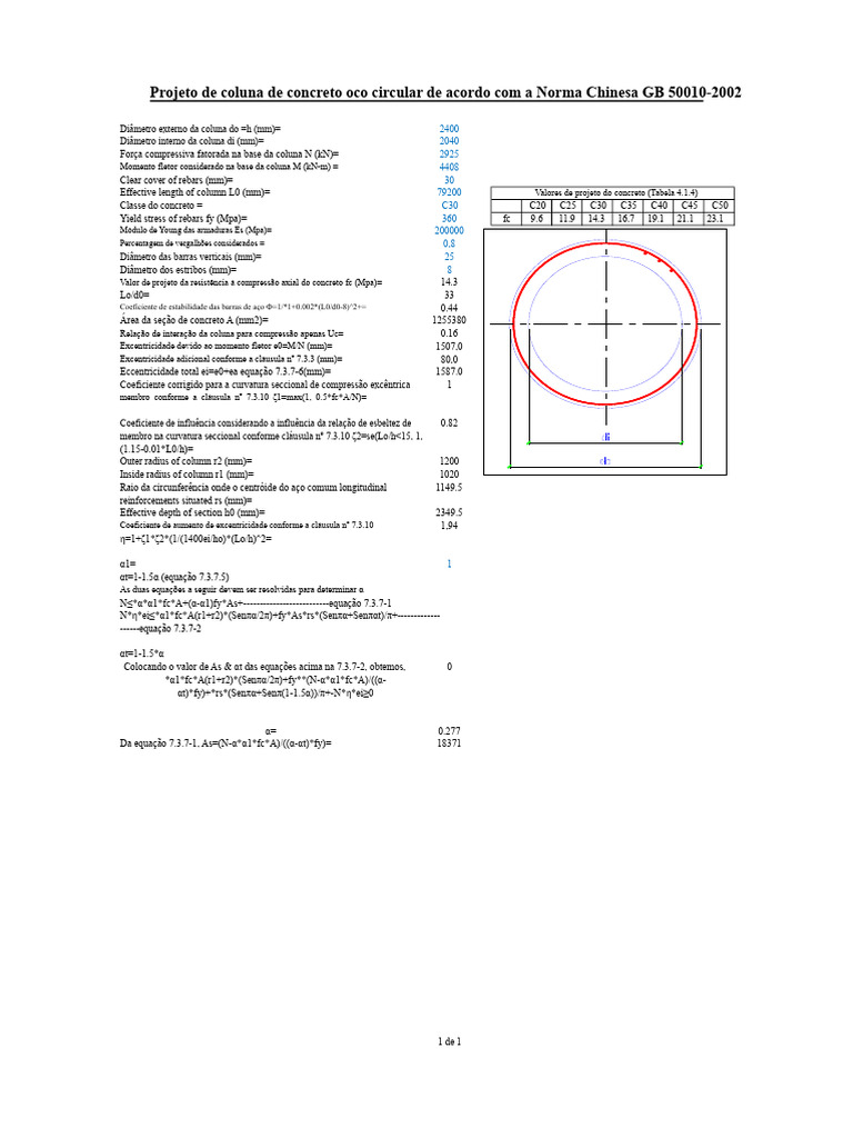 Projeto de Coluna de Concreto Circular | PDF | Mecânica de continuidade ...