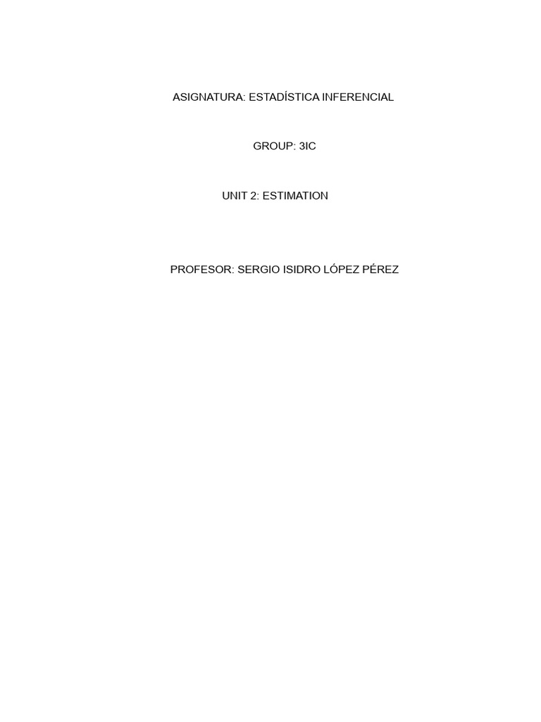 solved exercises estimation, inferential statistics | PDF | Estimation Theory | Confidence Interval