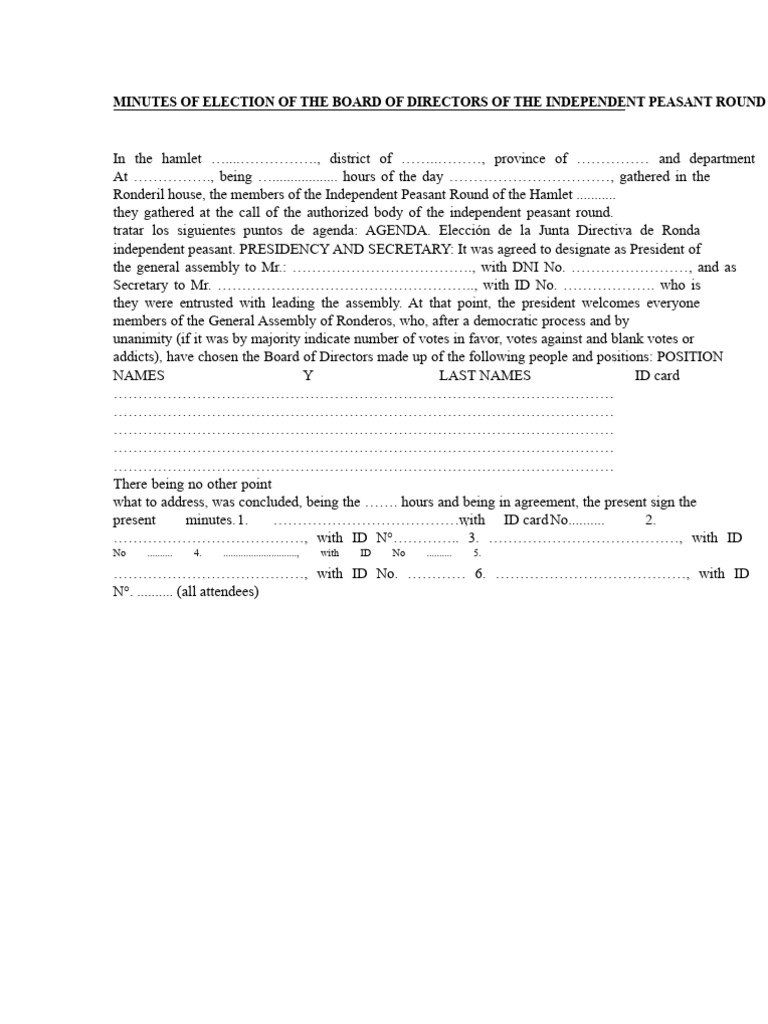 Minutes of The Election of The Board of Directors of The Independent ...