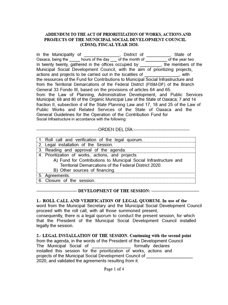 Addendum format for prioritization of works | PDF | Government