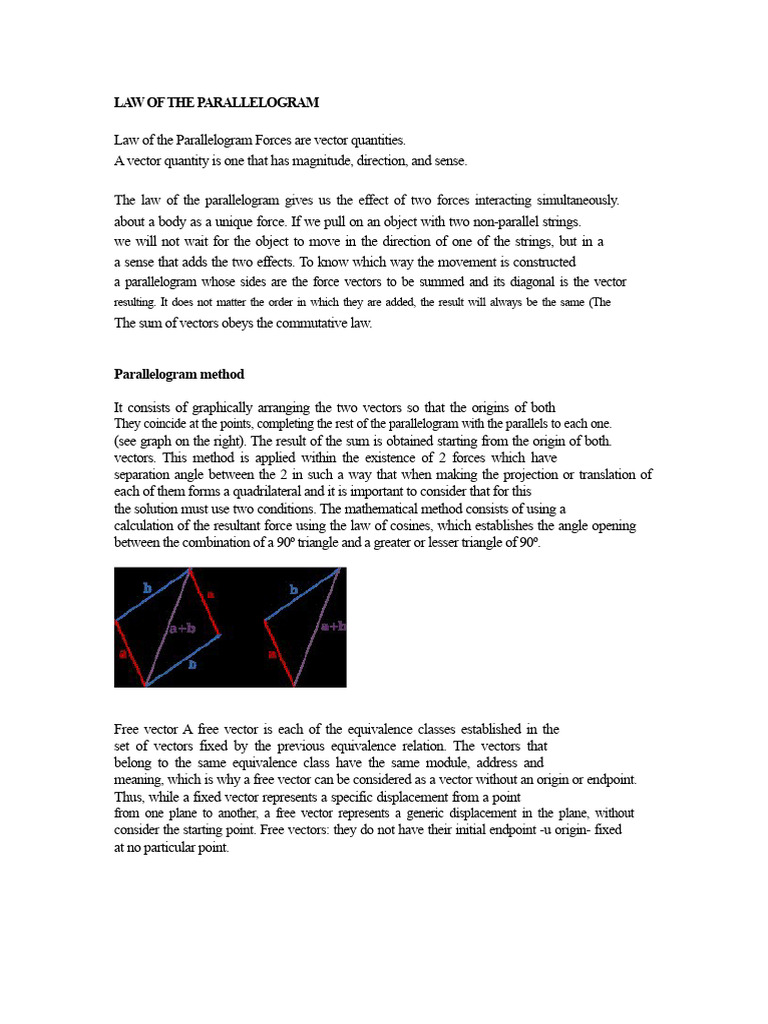 Law of the Parallelogram | PDF | Euclidean Vector | Force