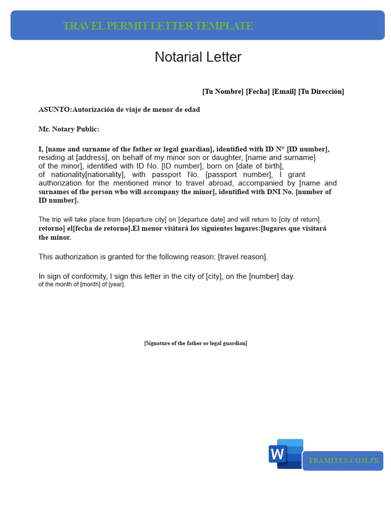 Model Letter For Travel Permit | PDF