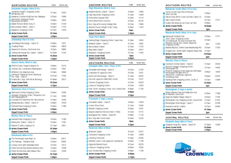 Perth Bus Routes to Crown Perth | PDF | Road Transport | Public Transport