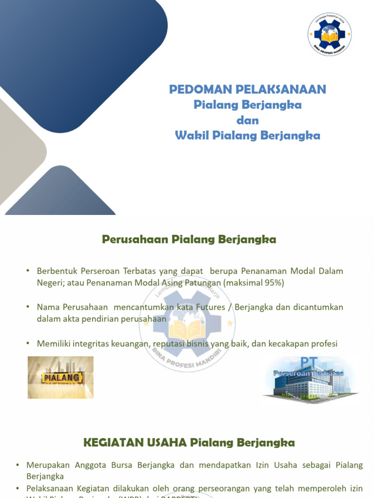 Pedoman Izin dan Kegiatan Pialang Berjangka | PDF
