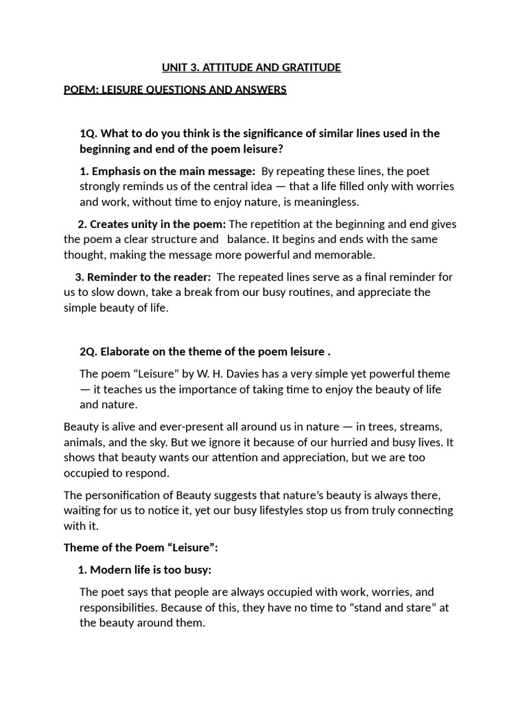 Unit III Qns & Ans | PDF | Happiness | Gratitude