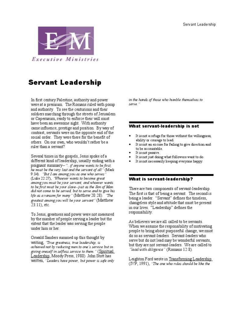 Servant Leadership | PDF | Disciple (Christianity) | Servant Leadership