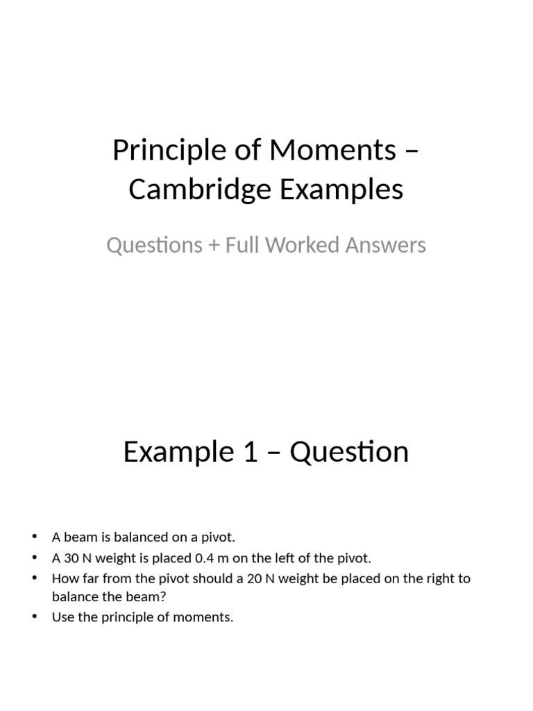 Principle of Moments Examples | PDF
