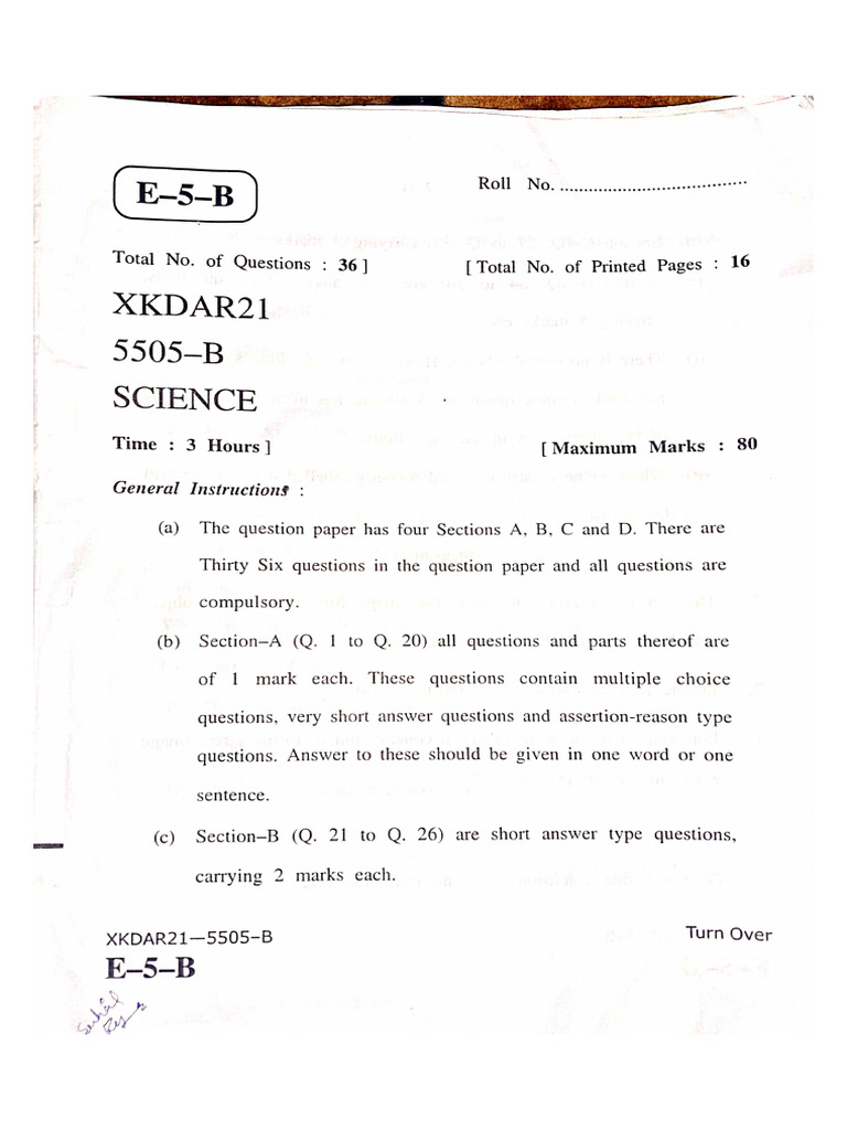 Science Papers 2021 Class 10th - Copy | PDF