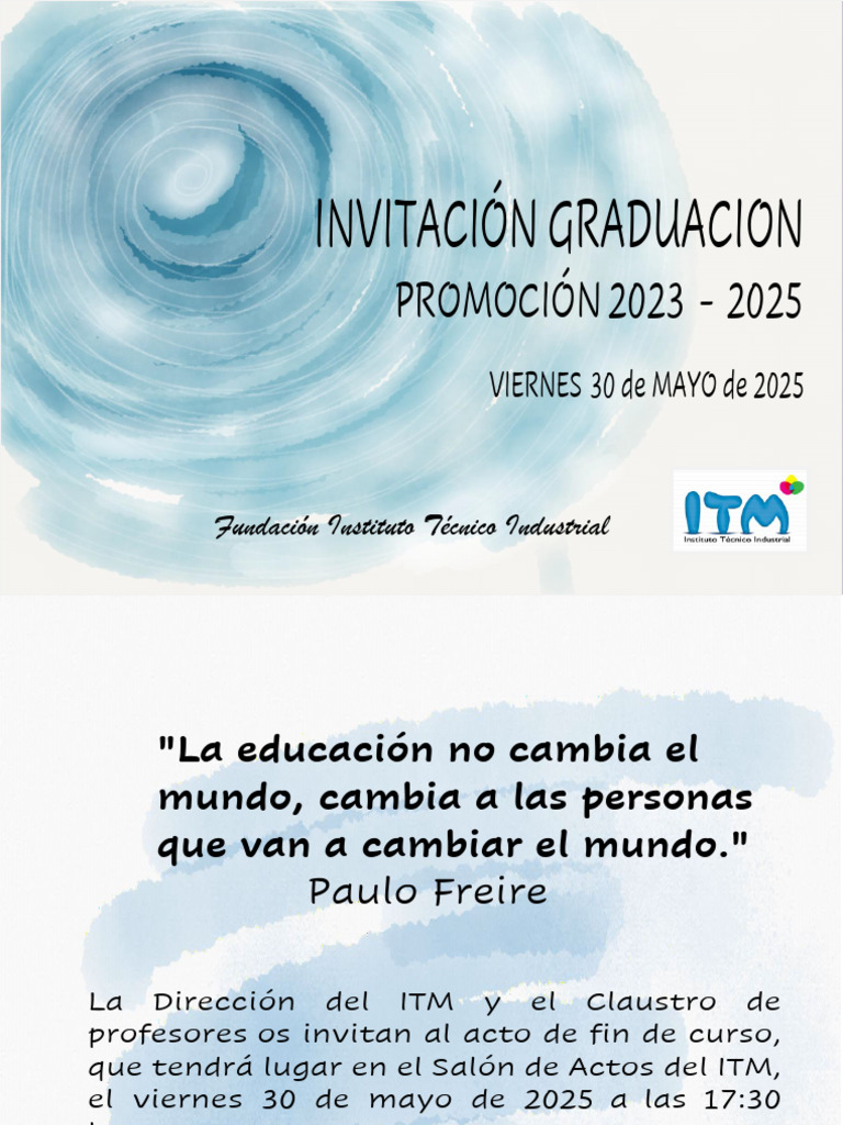 Invitación GRADUACION Itm 2025 | PDF