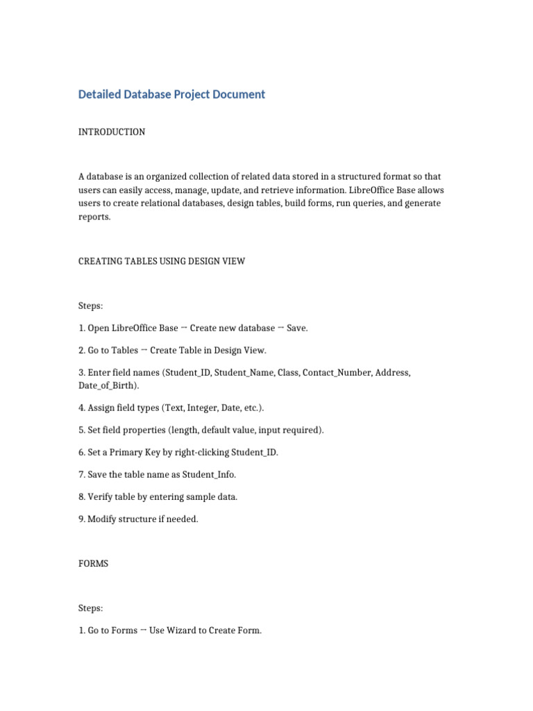 Detailed Database Project | PDF