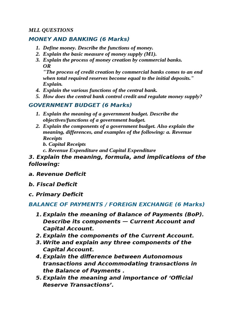 Important Questions From Macro Economics | PDF | Gross Domestic Product ...