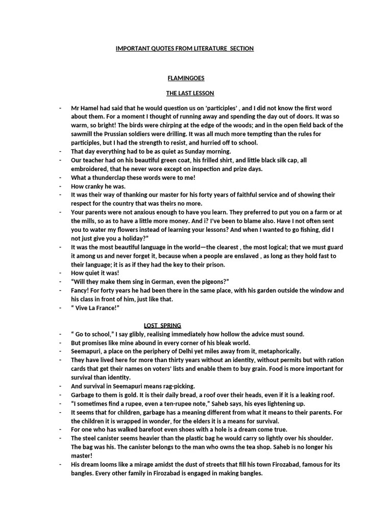 Key Literary Quotes Analysis | PDF
