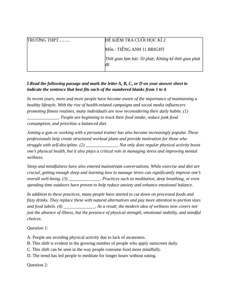 English Test for 11th Grade Students | PDF | Learning | Teachers