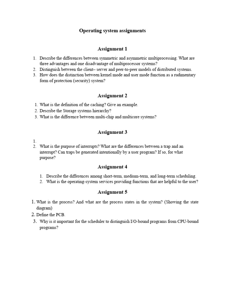 Operating System Assignments | PDF | Scheduling (Computing) | Operating ...