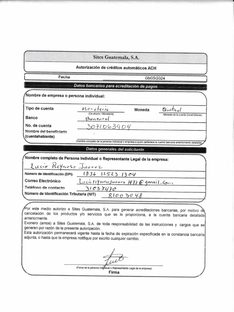 Formulario Ach - 20240820 - 0001 | PDF
