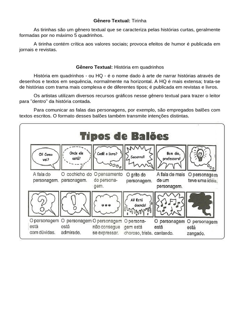 Diferenças entre Tirinha e HQ | PDF