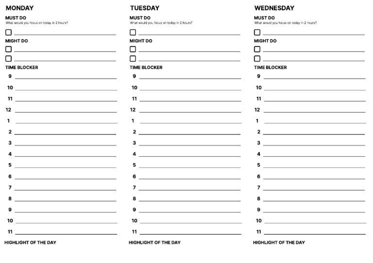 Weekly Time Management Planner | PDF