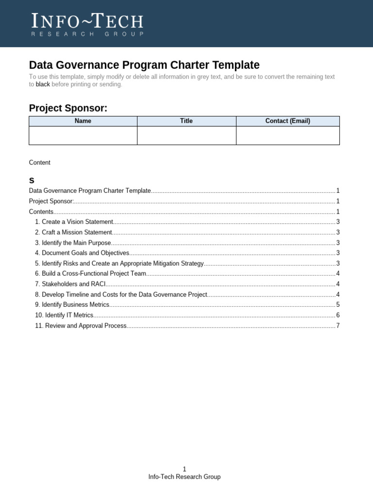 Data Governance Program Charter Template | PDF | Governance ...