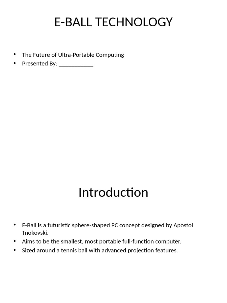 E-Ball Technology Presentation | PDF | Personal Computers | Computer ...