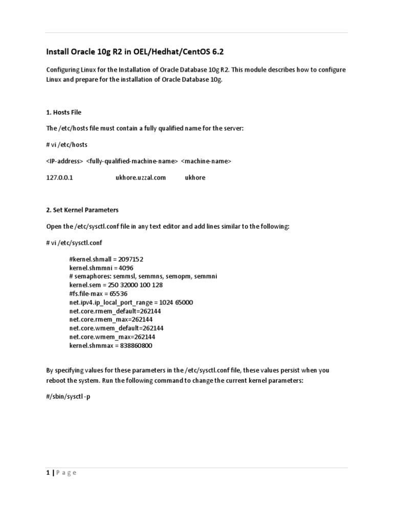 Install Oracle 10g R2 in CentOS 6.2 | PDF | Oracle Database | Operating System Technology