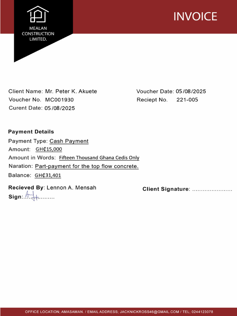 Top Flow Concrete Receipt 3 | PDF