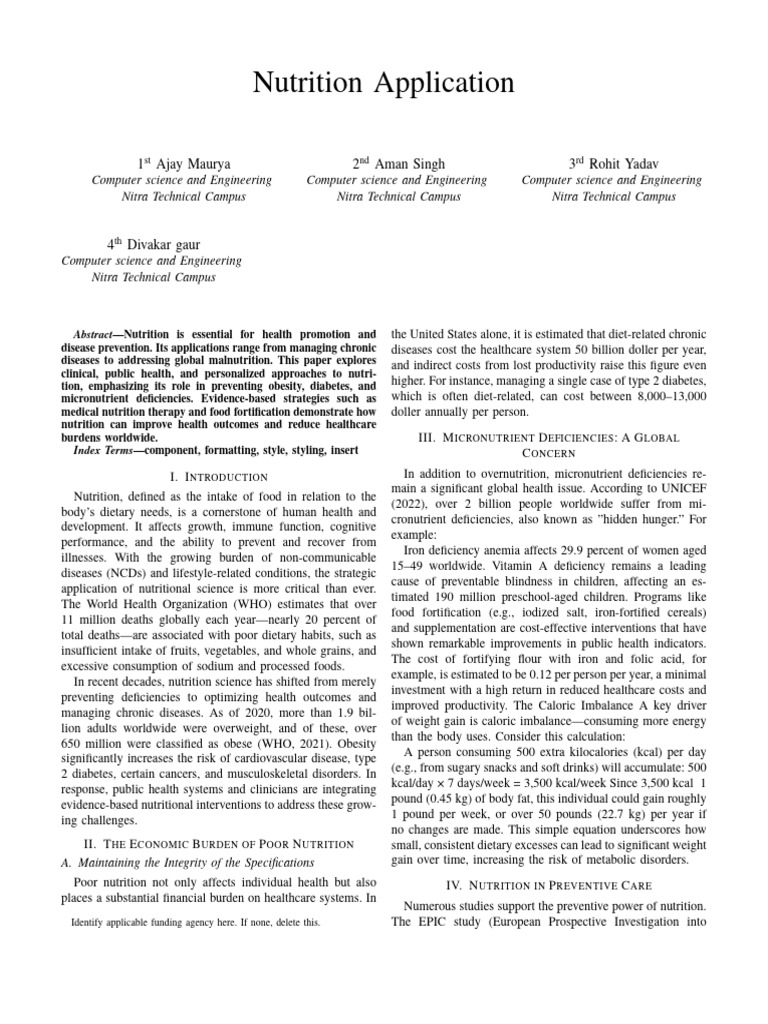IEEE Conference Template-2 | PDF | Human Nutrition | Obesity