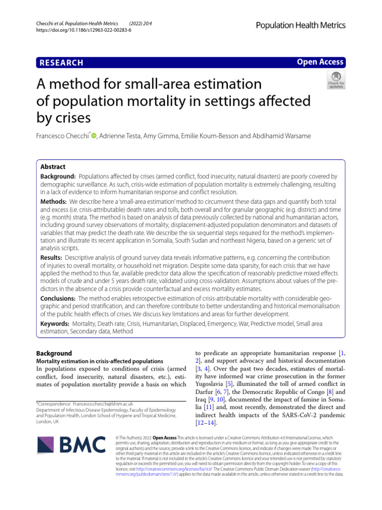 A Method For Small-Area Estimation of Population Mortality in Settings ...