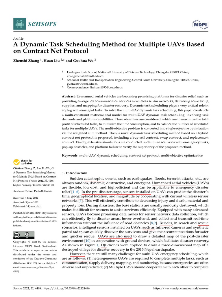 A Dynamic Task Scheduling Method for Multiple UAVs Based on Contract ...