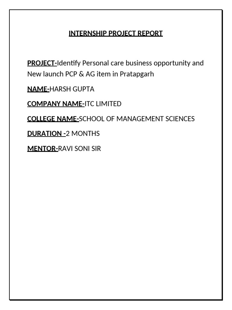 ITC Personal Care Business Internship Report | PDF | Brand | Retail