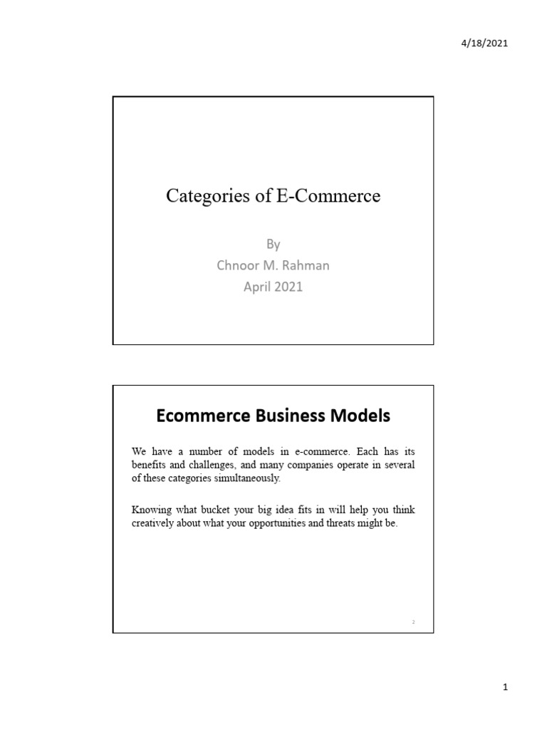 Categories of E-Commerce | PDF | E Commerce | Business Economics