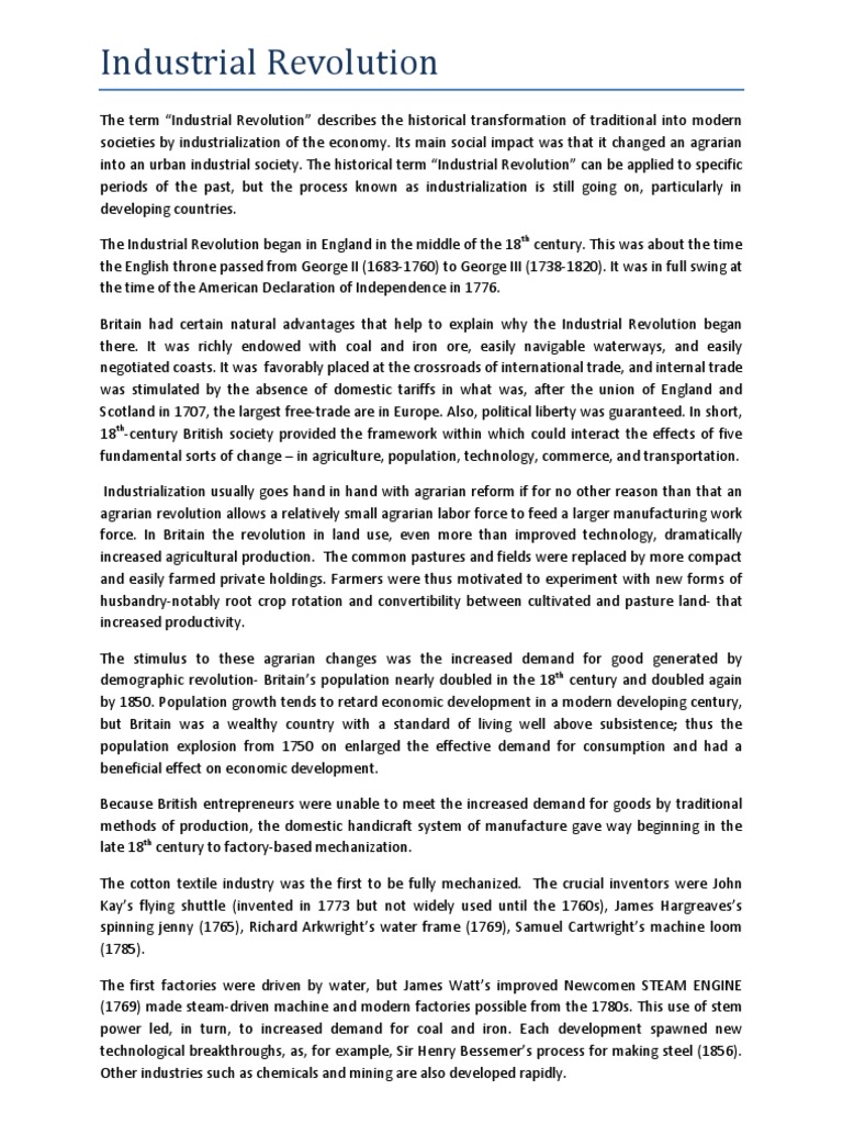 Industrial Revolution | PDF | Industrial Revolution | Agriculture