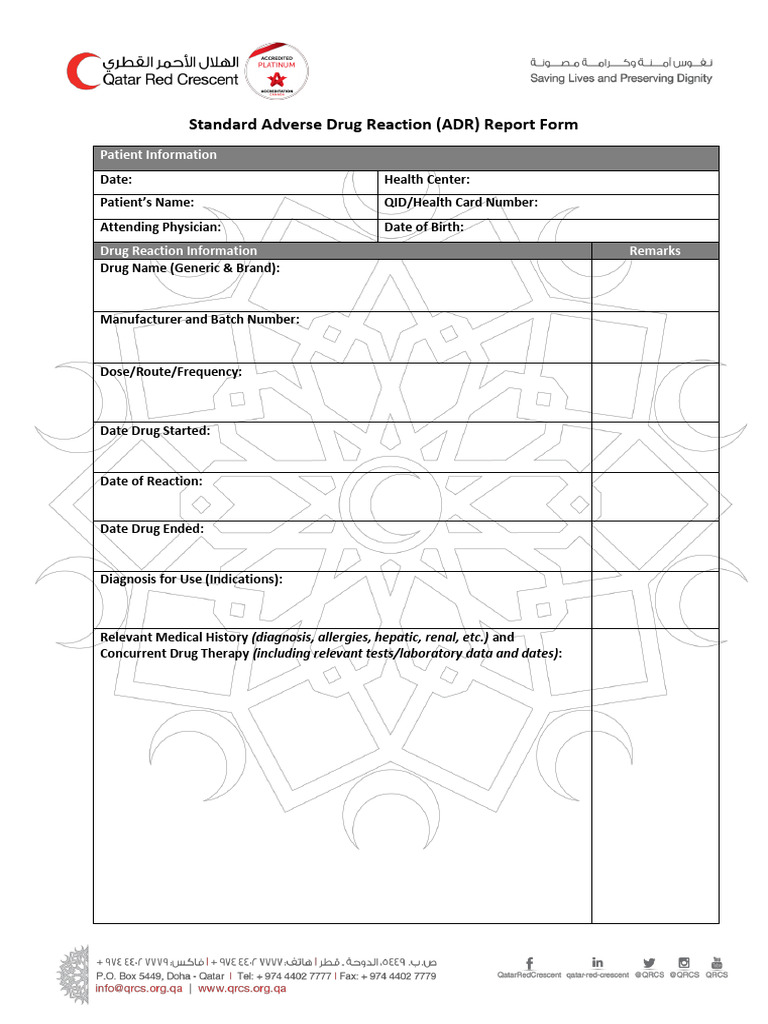 I Am Sharing 'Standard Adverse Drug Reaction (ADR) Report Form (Naranjo ...