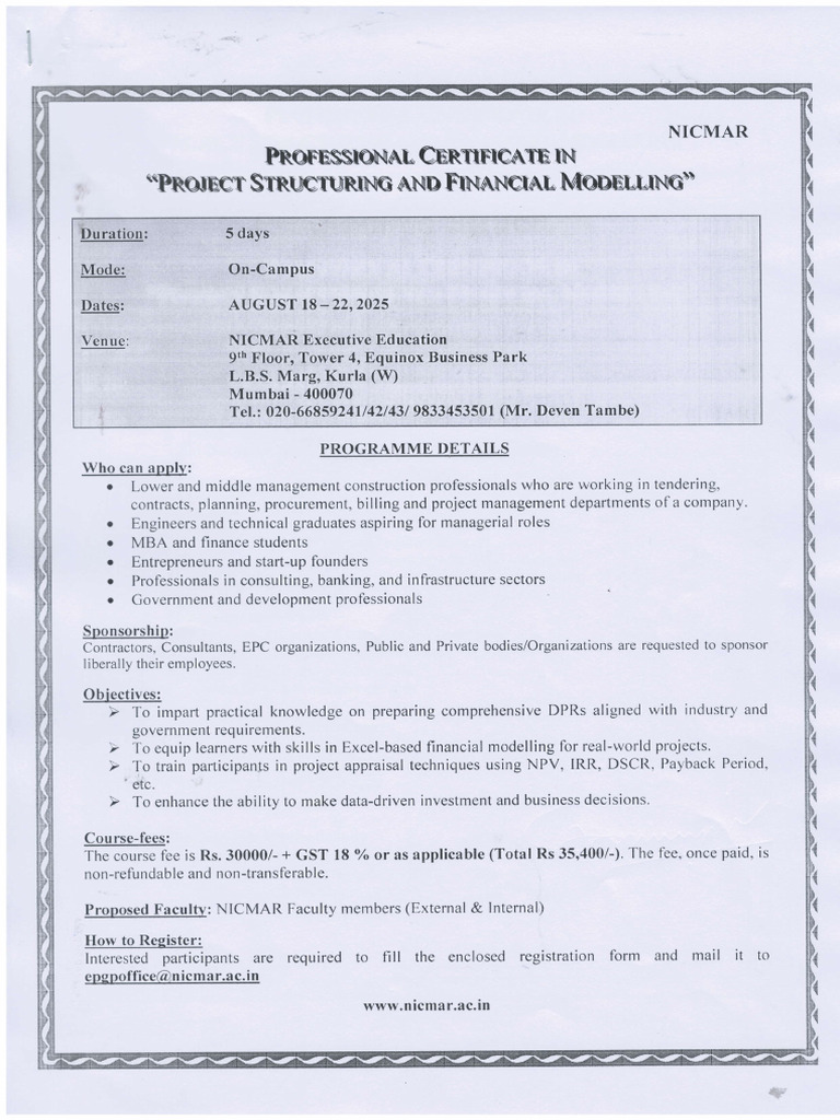 NICMAR Executive Education Program 2025 | PDF | Business