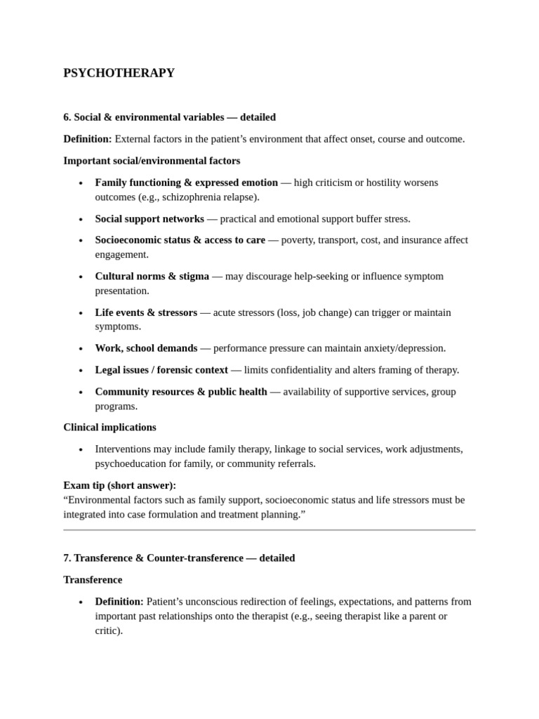 Basics of Psychotherapy, Notes | PDF | Psychotherapy | Clinical Psychology