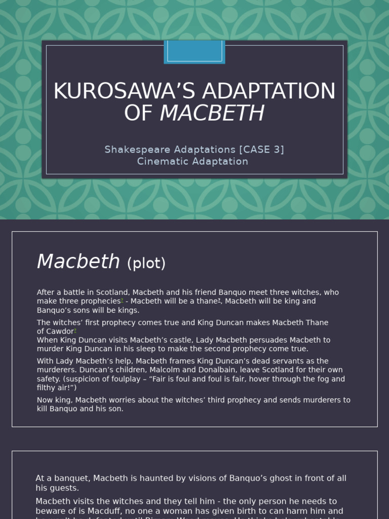 Adapting Drama Into FilmThrone of Blood Case 3 | PDF | Macbeth ...