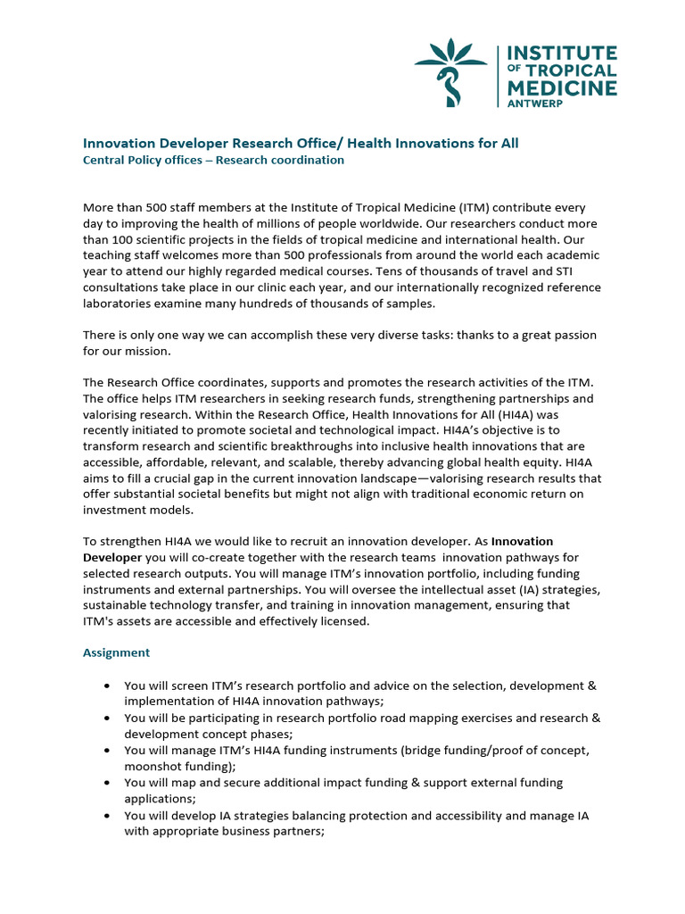 Innovation Developer Research Office-HIFA - ITM - Feb 2025 | PDF ...