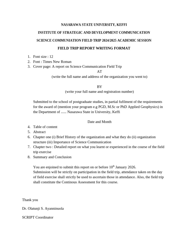 Scs Field Trip Report Writing-3 | PDF