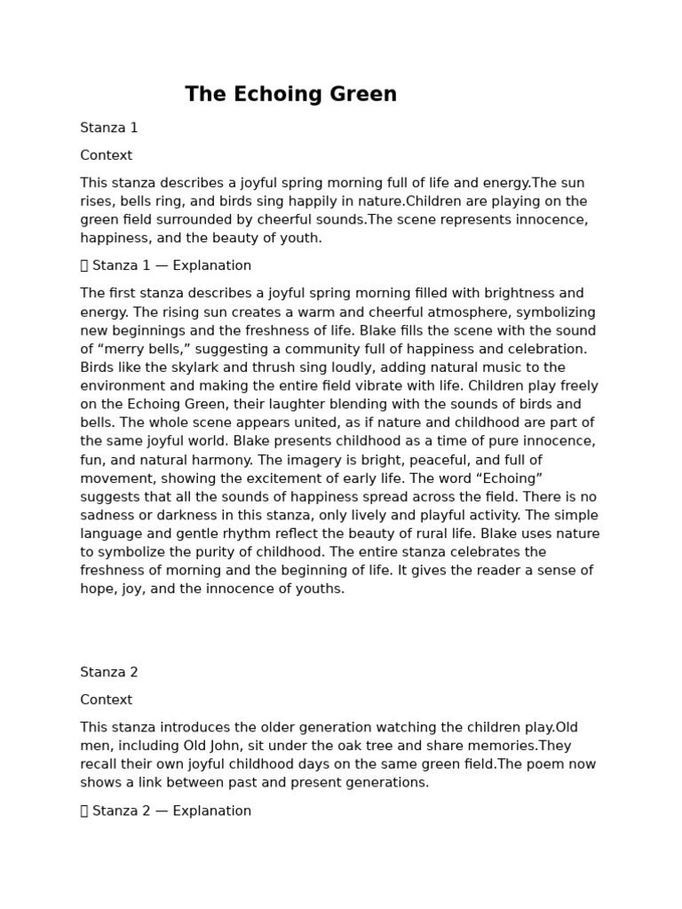 The Echoing Green | PDF