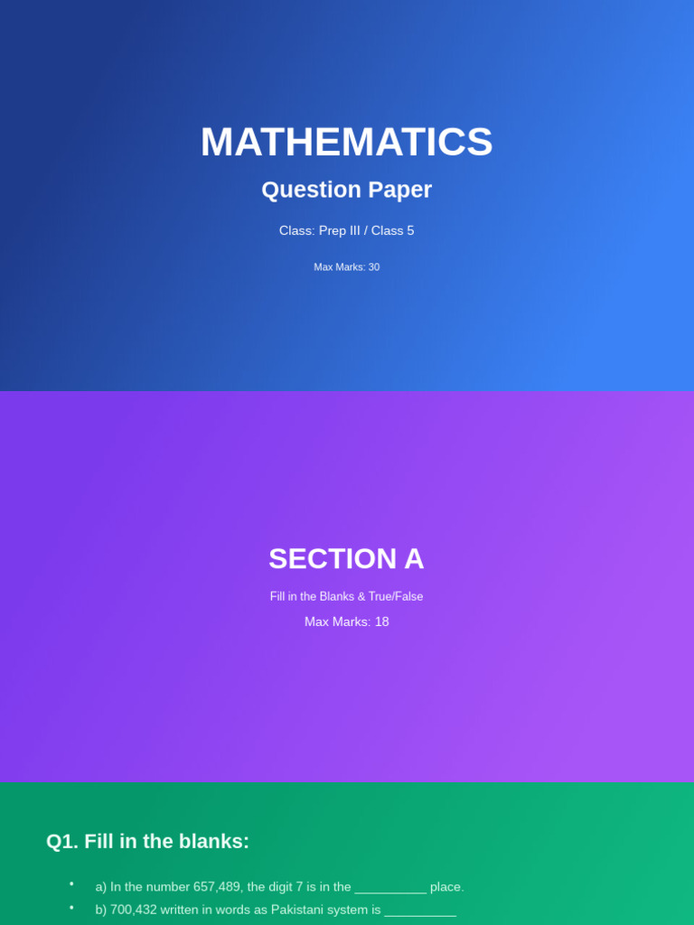 Mathematics Question Paper | PDF