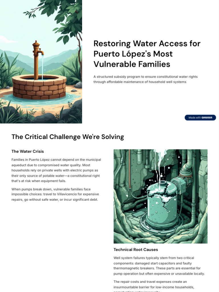 Restoring Water Access for Puerto Lopezs Most Vulnerable Families | PDF